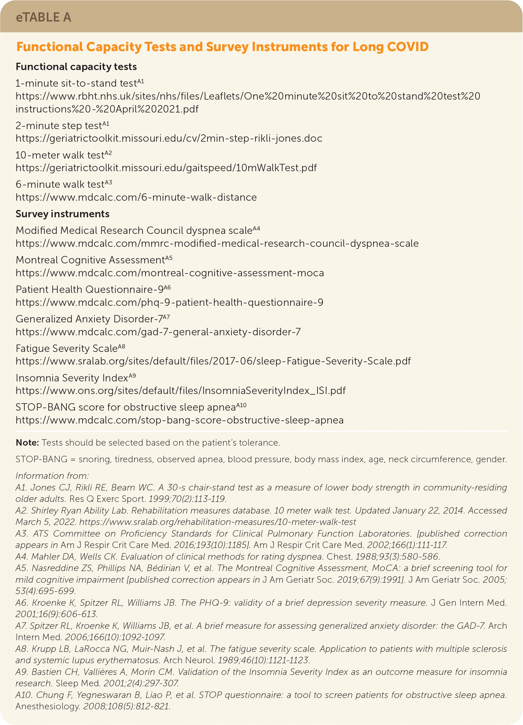 Functional capacity tests