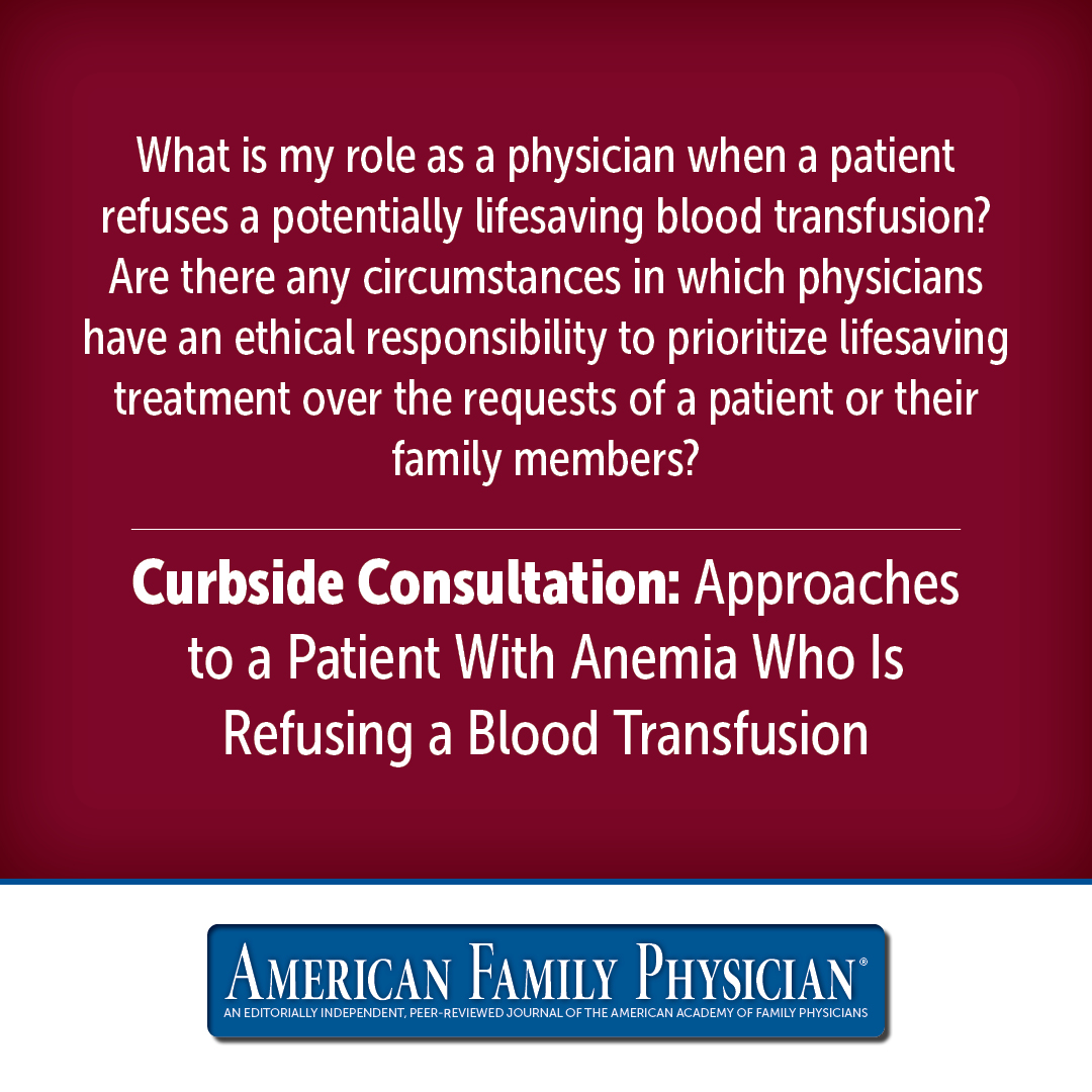 Approaches to a Patient With Anemia Who Is Refusing a Blood Transfusion ...