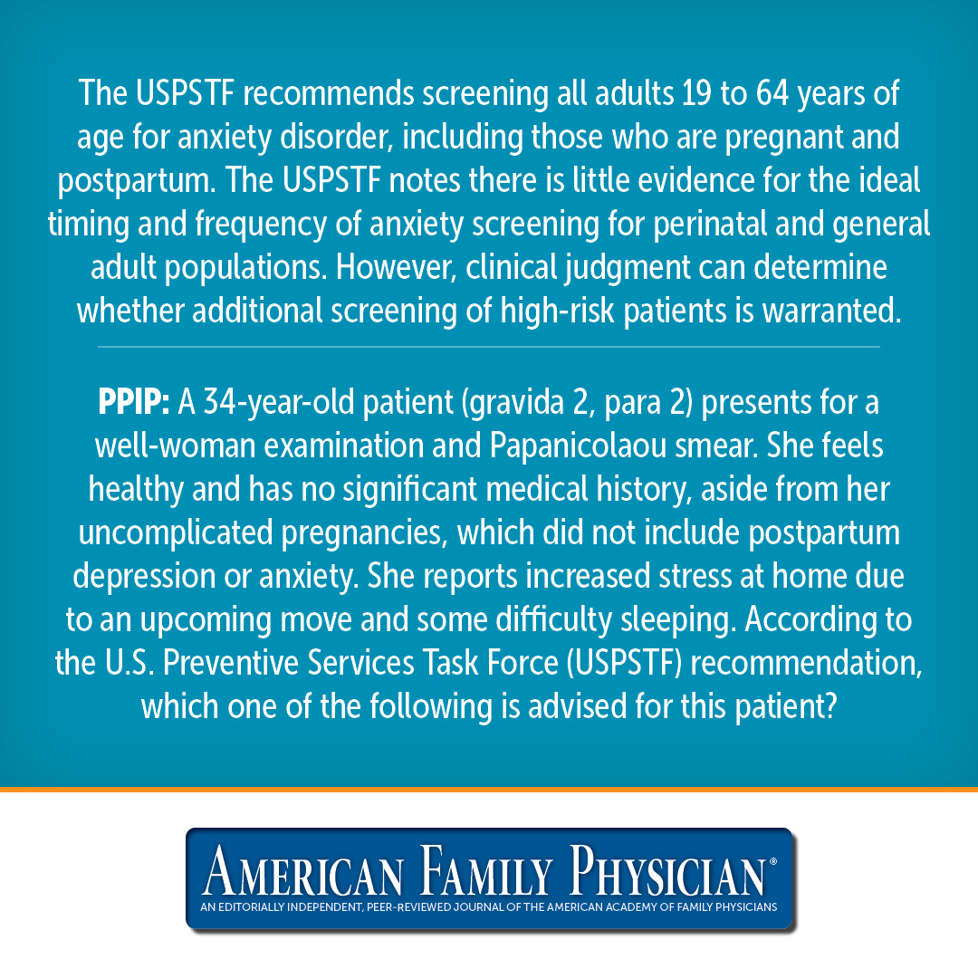 Screening for Anxiety Disorders in Adults | AAFP